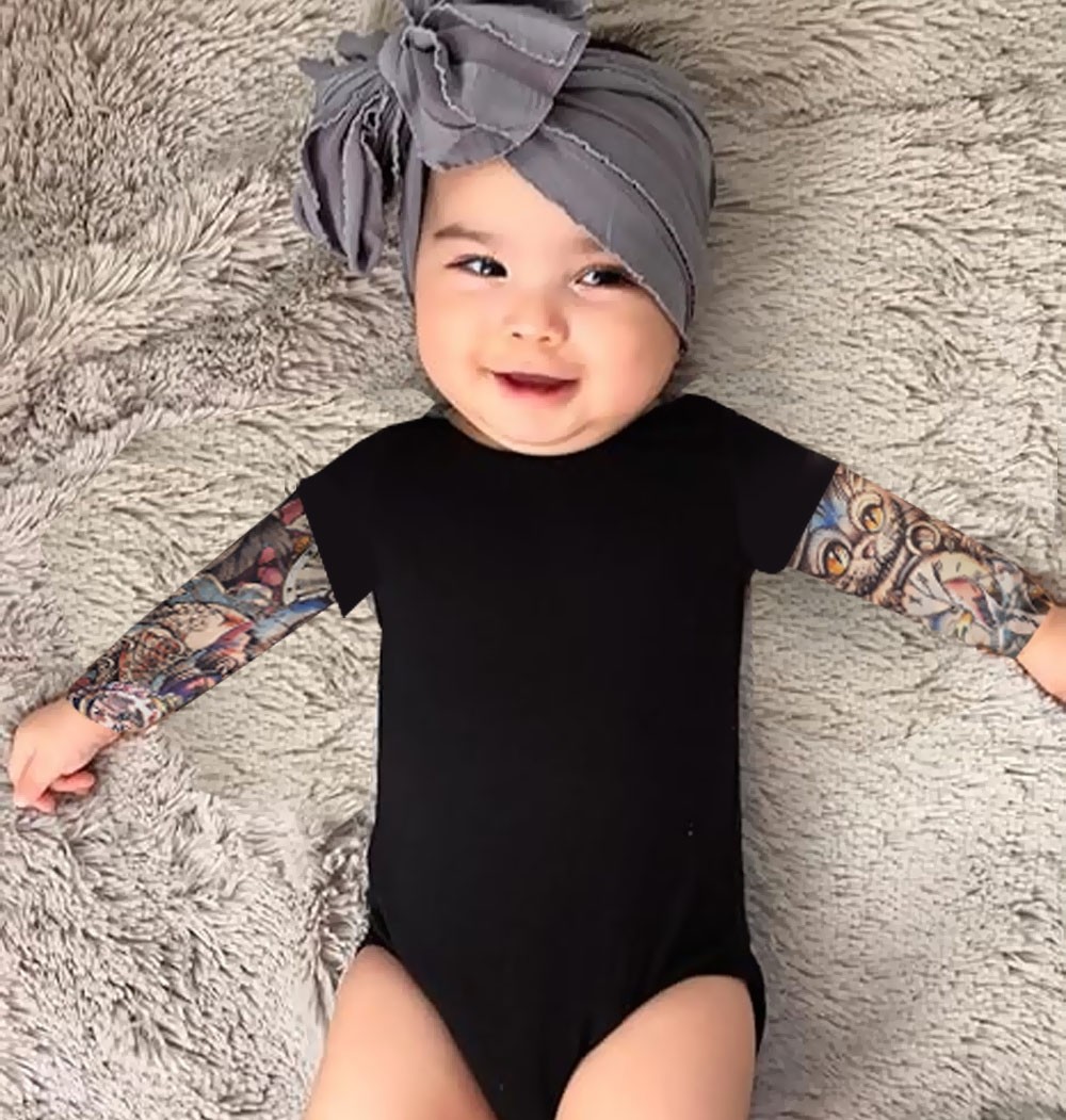 Rock Baby | Body Bebê com Manguinha Tatoo Rock Colorida